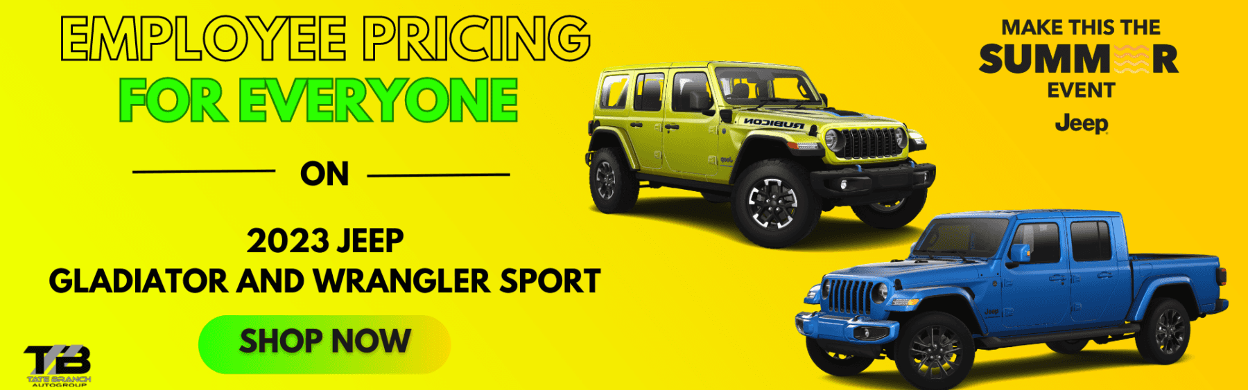 Employee Pricing Jeep Wrangler Sport and Gladiators | Tate Branch Hobbs