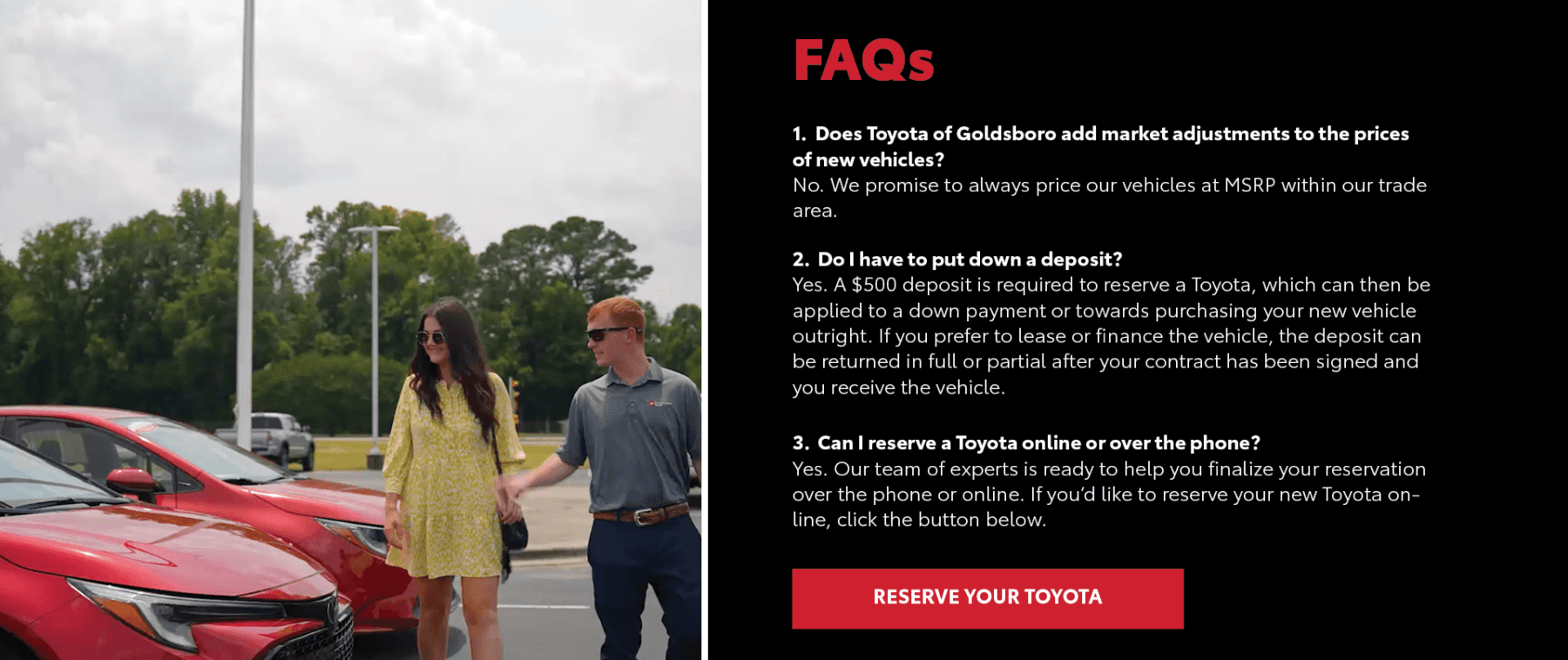 Reserve Your Car | Toyota of Goldsboro