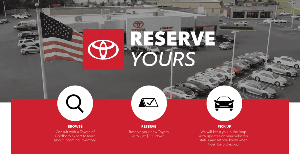 Reserve Your Car | Toyota of Goldsboro
